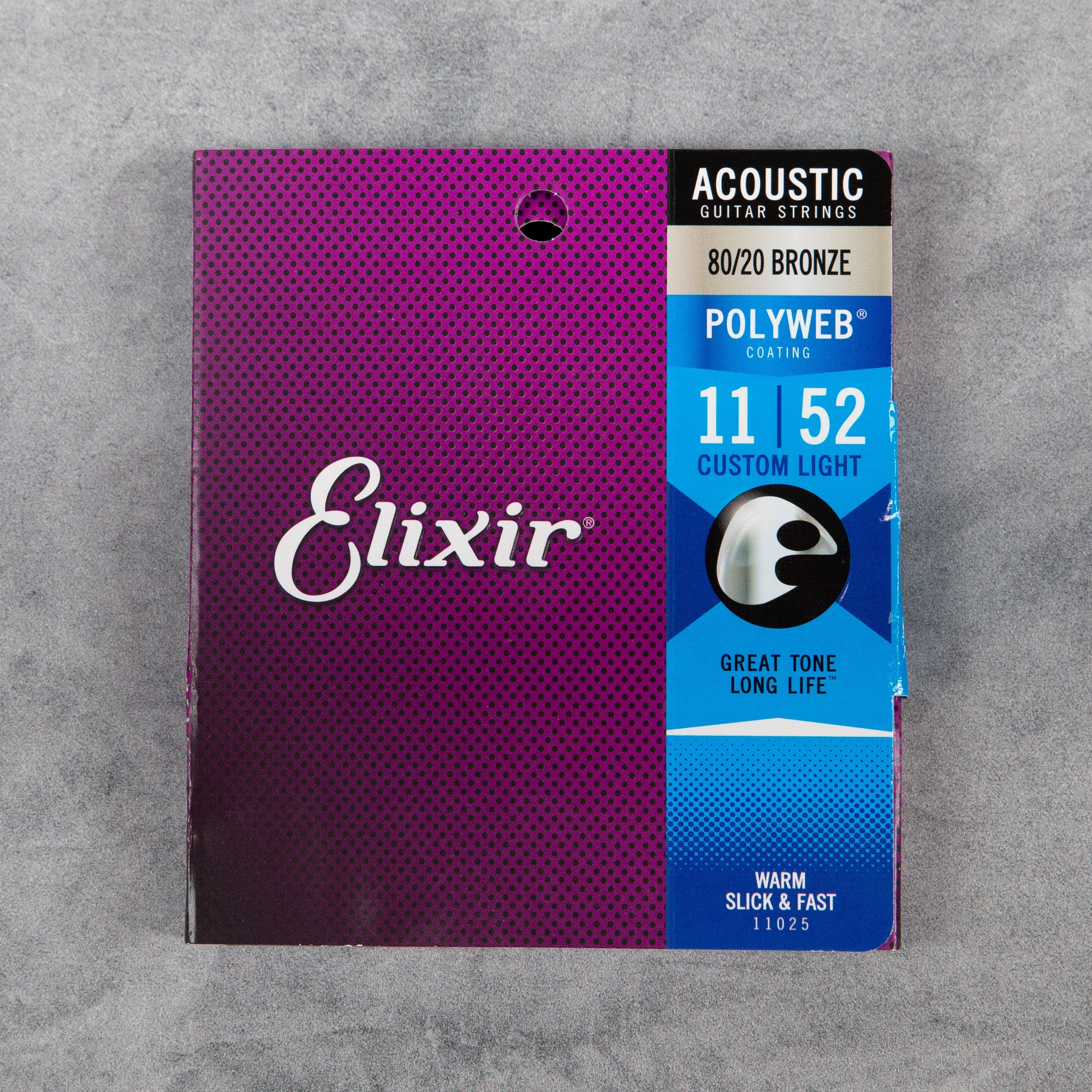 Elixir 11025 Polyweb Coated 80/20 Bronze Acoustic Guitar Strings, Cust ...