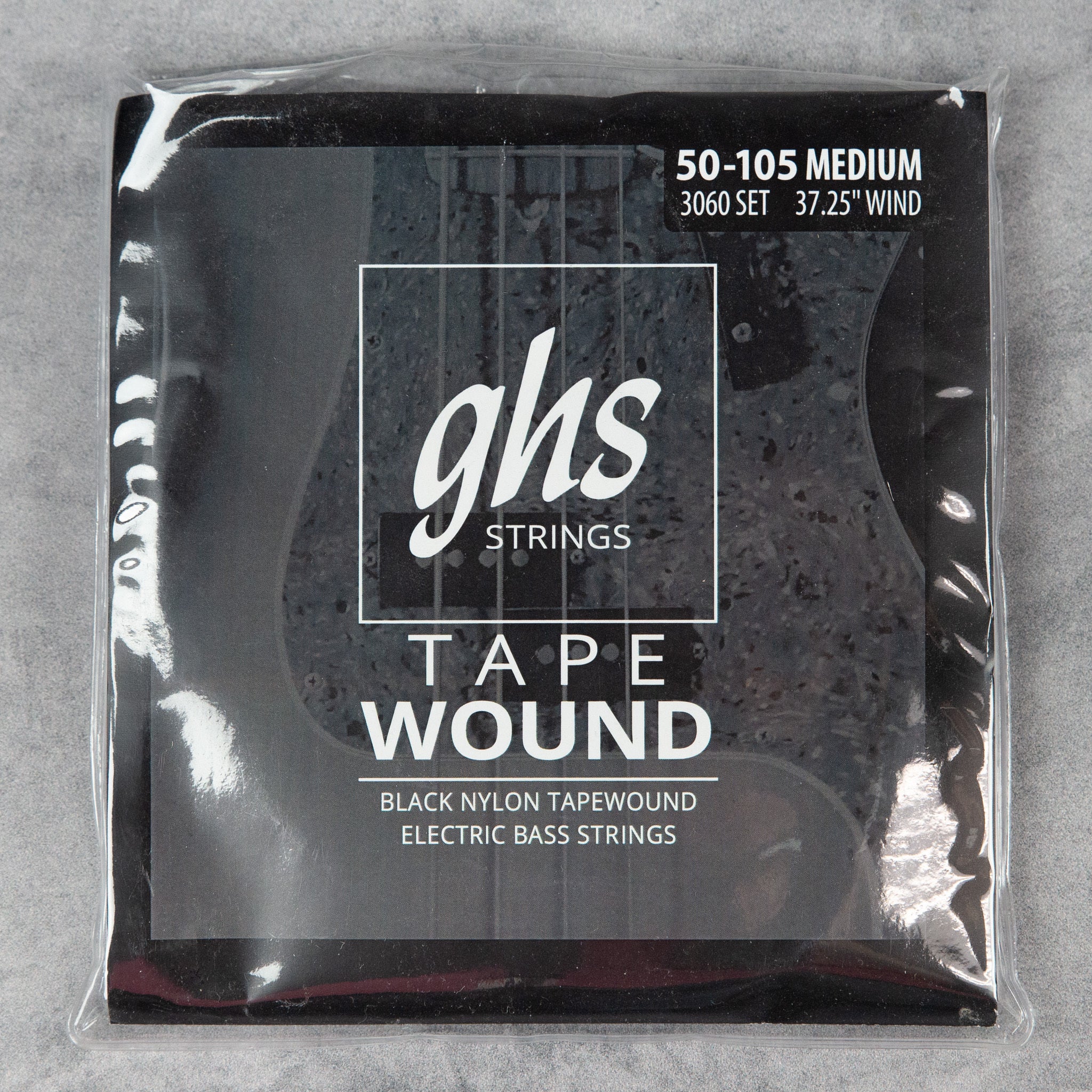 GHS 3060 Black Nylon Tapewound Electric Bass Strings, Medium, 50-105 ...